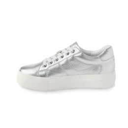 Tchibo - Plateau-Sneaker aus Leder - Damen - Gr. 38 - silber