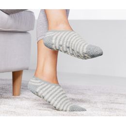 Tchibo - 2 Paar Hausschuhsocken - Damen - Gr. 35-38 - wei&szlig;/gestreift