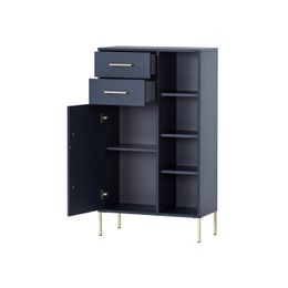 Tchibo - Highboard »Kent« - 67x33x117,5cm - blau - Holz / Metall