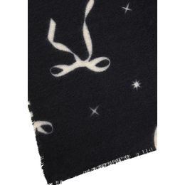 Modeschal Laura Scott, Damen, schwarz-weiß (schwarz, weiß), Web, Obermaterial: 100% Polyester, gemustert, kontrastfarbene Details, unifarben mit Farbeinsatz, Modetücher, mit süßem Schleifen & Stern Muster - NEW