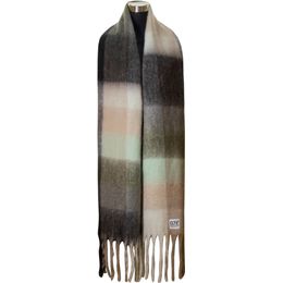 XXL-Schal Chillouts "Gero Scarf", Damen, grau (grau, mint), Kunstfaser, kariert, mehrfarbig, Modetücher, mit dicken Fransen
