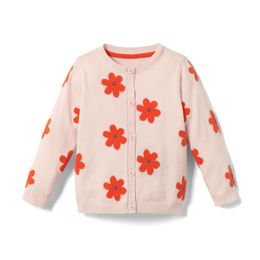 Tchibo - Kleinkinder-Strickjacke - Mädchen - Gr. 134/140 - orange/geblümt