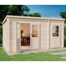 Tchibo - Gartenhaus mit 2 R&auml;umen - 450x279x229cm - naturfarben -