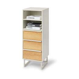 Tchibo - Schubladenturm »Leeg« mit 3 Schubladen und 2 Fächern - 40x40x107,5cm - hellgrau - Holz / Stahl