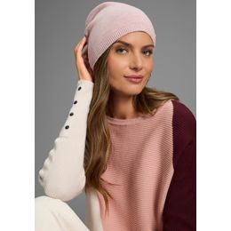 Beanie Laura Scott, Damen, rose meliert, Feinstrick, Obermaterial: 50% Viskose (LENZING™ ECOVERO™), 28% Polyester, 22% Polyamid, meliert, unifarben, Mützen, mit modischen Rippenabschlüssen - NEW