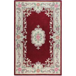 Wollteppich FLAIR RUGS "Aubusson", rot, B:120cm H:10mm L:180cm, Wolle, Teppiche, Wolle, Teppich, Wohnzimmer, Schlafzimmer, Esszimmer