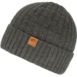 Beanie Chillouts "Bruno Hat", Damen, grau (dunkelgrau), Rippstrick, Kunstfaser, unifarben, Mützen, mit dezentem Logo