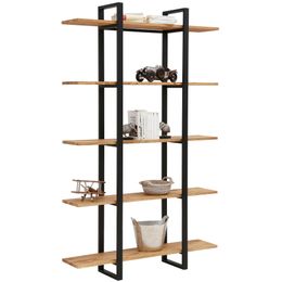 Regal Home Affaire "Krystian", braun (eiche), B:120cm H:189cm T:29cm, Massivholz, Regale, Standregal, Raumteiler, Ablagen aus Eichenholz, Gestell aus robustem Metall
