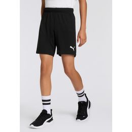 Trainingsshorts Puma "TEAMRISE SHORT JR", Kinder, Gr. 128, N-Gr, schwarz-weiß (Puma schwarz, Puma weiß), Netz, Obermaterial: 100% Polyester, unifarben, Sportlich, regular fit kniefrei, Hosen