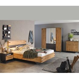 Rauch Schlafzimmer-Set »Butte« - 145x207x101cm - grau - Holz / Holz / Metall