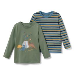 Tchibo - 2 Kinder-Langarmshirts - Herren - Gr. 122/128 - grün