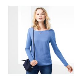 Tchibo - Blusenshirt mit Webeinsatz - Damen - Gr. XXL - hellblau/gepunktet