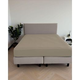 Spannbettlaken Kayori "Emma", beige (sand), B:180cm L:220cm, Mako-Satin, Obermaterial: 100% Baumwolle, Bettlaken, 100% Baumwollsatin