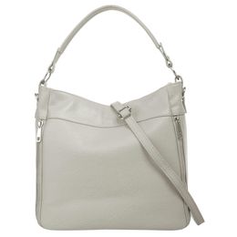 Henkeltasche CLUTY, Damen, Gr. B/H/T: 35cm x 27cm x 9cm onesize, grau, Leder, unifarben, Taschen, echt Leder, Made in Italy