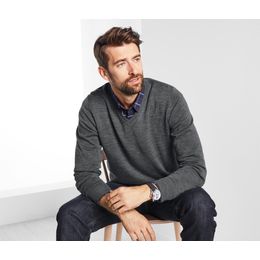 Tchibo - Merino-Pullover mit V-Ausschnitt - Herren - Gr. 52 - grau
