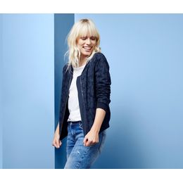 Tchibo - Blouson mit floraler Lochstickerei - Damen - Gr. 46 - dunkelblau