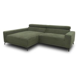DOMO collection Sofa - 248x172x90cm - dunkelgrün - Polyester / Nylon / Holz