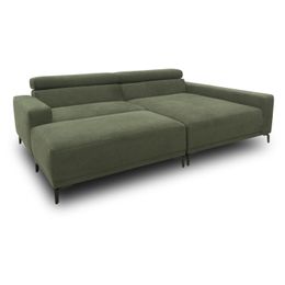 Domo Eck-Schlafsofa &raquo;Malm&ouml;&laquo; mit Hocker - 248x172x72cm - dunkelgr&uuml;n - Polyester / Nylon / Holz