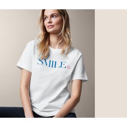 Tchibo - T-Shirt mit Print - Damen - Gr. S - wei&szlig;/print