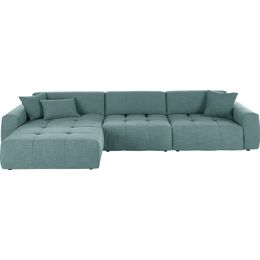Ecksofa 3C CANDY "Yoshy mit Komfortfunktionen, modern und bequem, L-Form", blau (petrol), B:378cm H:74cm T:200cm, 100% Polyester, Sofas, Ecksofa, Zwei verschiedene Sitztiefen durch verstellbare R&uuml;ckenlehne
