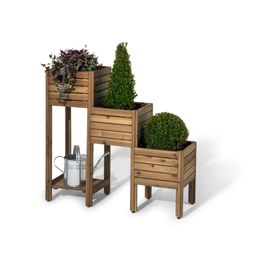 Tchibo - Pflanztreppe »Tinus« mit Regalboden - 110x40x103cm - braun - Holz / Stahl / Polyethylen