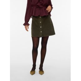 Véro Moda Cordrock VERO MODA "VMETTA HR SHORT CORD SKATER SKIRT NOOS", Damen, Gr. M (38), grün (forest night), Cord, Obermaterial: 98% Baumwolle, 2% Elasthan, unifarben, kurz, Röcke