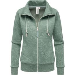 Sweatjacke Ragwear "Ronette Print", Damen, Gr. L (40), dusty, 70% Baumwolle, 30% Polyester, tailliert hüftbedeckend, hoch geschlossener Ausschnitt, eng Rippstrickbündchen, Sweatjacken, Zip-Jacke mit Allover-Print und hohem Kragen