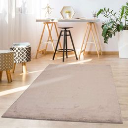 Hochflor-Teppich Carpet City "TOPIA 400", grau (taupe), B:160cm H:21mm L:230cm, Polyester, Teppiche, Kunstfell-Teppich mit Kaninchenfell-Optik, Haptik, Schlafzimmer
