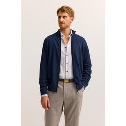 Strickjacke Bugatti "Regular Fit", Herren, Gr. M, 370, marine, Strick, 100% Baumwolle, unifarben, regular fit, ohne Ausschnitt, Rippbündchen, Strickjacken, aus Baumwolle mit Stehkragen