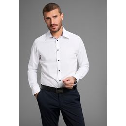 Langarmhemd Bruno Banani "elastische Baumwollqualität", Herren, Gr. S (37/38), N-Gr, weiß, Web, Obermaterial: 97% Baumwolle, 3% Elasthan, unifarben, slim fit hüftlang, mit Knöpfen,Ärmel mit Ärmelschlitz 2-Knopf-Manschette, Hemden, für maximale Bewegungsfreiheit durch Stretch