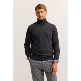 Rollkragenpullover Bugatti "Regular Fit", Herren, Gr. L, 280, dunkelgrau, 100% Baumwolle, unifarben, regular fit, ohne Ausschnitt, Rippbündchen, Pullover, aus reiner Baumwolle