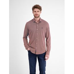Langarmhemd Lerros, Herren, Gr. L, N-Gr, scandinavian rot, Web, Obermaterial: 100% Baumwolle, kariert, regular fit normal, Manschette, Hemden, mit Logo Stickerei
