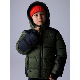 Skijacke name it "NKMMOTION05 SKI JACKET FO", Jungen, Gr. 140, deep depths, Web, Obermaterial: 100% Polyester, colorblocking, regular fit normal, Jacken Skijacke, wasser- und winddicht, mit Skipasstasche