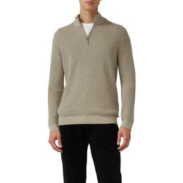 Strickpullover s.Oliver, Herren, Gr. L, dk beige, Grobstrick, Obermaterial: 100% Baumwolle, unifarben, normal h&uuml;ftbedeckend, Rundhals, B&uuml;ndchen, Pullover Strickpullover, mit Zipper