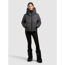 Steppjacke Khujo "MILLY", Damen, Gr. L, schwarz melange grau, Twill, 100% Polyester, unifarben, eingesetzt elastischer Bund mit Windstopper, Jacken
