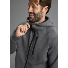 H.I.S. Kapuzensweatjacke H.I.S, Herren, Gr. XL (56/58), anthrazit melange, Sweatware, Obermaterial: 82% Polyester, 13% Viskose, 5% Elasthan, meliert, regular fit, hoch geschlossener Ausschnitt, Sweatjacken, perfekt f&uuml;r Alltag & Outdoor-Aktivit&auml;ten