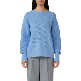 Strickpullover s.Oliver, Damen, Gr. 38, powder blau, Strick, Obermaterial: 60% Baumwolle, 40% Polyacryl, unifarben, weit h&uuml;ftbedeckend, Rundhals, Flachstrickb&uuml;ndchen, Pullover Strickpullover, mit Strick-Muster und Rundhals