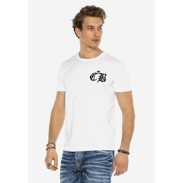 Cipo & Baxx T-Shirt CIPO & BAXX "Markenschriftzug", Damen, Gr. M, wei&szlig;, 95% Baumwolle, 5% Elasthan, bedruckt, regular fit, Rundhals, Shirts T-Shirt, Cooles Motiv als Eyecatcher