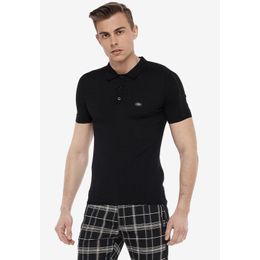 Cipo & Baxx T-Shirt CIPO & BAXX "T-Shirt", Herren, Gr. M, schwarz, 50% Baumwolle, 45% Viskose, 5% Elasthan, unifarben, regular fit, V-Ausschnitt, Shirts T-Shirt, Henley-Ausschnitt