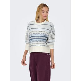 Strickpullover Only "ONLARIANNE L/S PULLOVER KNT NOOS", Damen, Gr. L, pumice stone detail:vintage indogo, kentucky blau, Strick, Obermaterial: 96% Polyester, 4% Elasthan, gestreift, regular fit hüftlang, Rundhals, Rippbündchen, Pullover