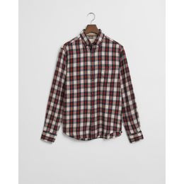 Karohemd Gant "REG WINDBLOWN FLANNEL CHECK SHIRT", Herren, Gr. M, N-Gr, modern rust, Web, Obermaterial: 100% Baumwolle, gemustert, kariert, mehrfarbig, regular fit normal, Rundhals, eingesetzt Manschette, Hemden Karohemd, Mit Rundhalsausschnitt