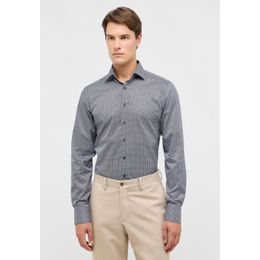 Langarmhemd Eterna "SLIM FIT", Herren, Gr. 43, Extra verlängerter Arm, dunkelblau, Twill, 100% Baumwolle, schmal, Manschette, Hemden, NON IRON (bügelfrei)