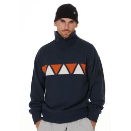 Strickpullover SOS "Aboda", Herren, Gr. M, blau (dunkelblau), 50% Polyester, 50% Wolle, mehrfarbig, normal, ohne Ausschnitt, Pullover, mit winddichter Innenschicht