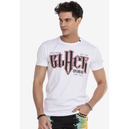 Cipo & Baxx T-Shirt CIPO & BAXX "T-Shirt", Jungen, Gr. L, wei&szlig;, 95% Baumwolle, 5% Elasthan, bedruckt, regular fit, Rundhals, Shirts T-Shirt, mit gro&szlig;em Frontprint ein Highlight