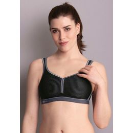 Sport-BH Anita active "Performance", Damen, Gr. 70, Cup B, schwarz (schwarz, anthrazit), Stoff, Obermaterial: 62% Polyamid, 21% Polyester, 17% Elasthan, Mesh, clean, matt, unifarben, Basic, BHs, Cup A-E, vorgeformte Cups, verstellbare Träger, atmungsaktiv, nahtlos