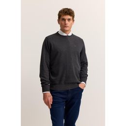 Rundhalspullover Bugatti "Regular Fit", Herren, Gr. L, 280, dunkelgrau, Sweatware, 100% Baumwolle, unifarben, regular fit, Rundhals, Rippbündchen, Pullover, Basic Essential aus reiner Baumwolle