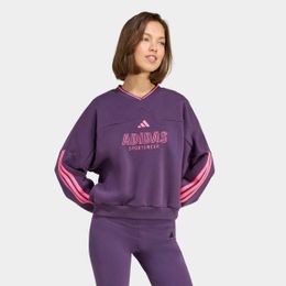 Sweatshirt adidas Sportswear "W TIRO FL SWT", Damen, Gr. L, aurora plum, lucid pink, Obermaterial: 70% Baumwolle, 30% Polyester, Rundhals, Sweatshirts