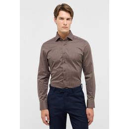 Langarmhemd Eterna "SLIM FIT", Herren, Gr. 39, Normalgrößen, dunkelbraun, 100% Baumwolle, schmal, Manschette, Hemden, NON IRON (bügelfrei)