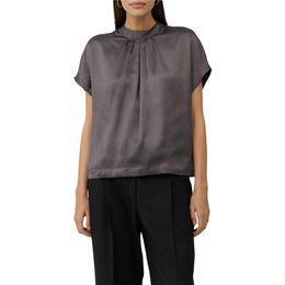 Satinbluse s.Oliver BLACK LABEL, Damen, Gr. 48, anthrazit, Satin, Obermaterial: 100% Polyester, unifarben, relaxed fit taillenbedeckt, Blusen, mit Falten