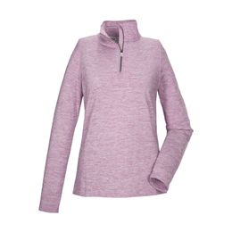 Langarmshirt Killtec "KSW 121 WMN FLX SHRT", Damen, Gr. 42, violett, Obermaterial: 90% Polyester, 10% Elasthan, ohne Ausschnitt, Shirts Langarmshirt, Melange Funktionsshirt mit Stehkragen, Rei&szlig;verschluss und Kinnschutz